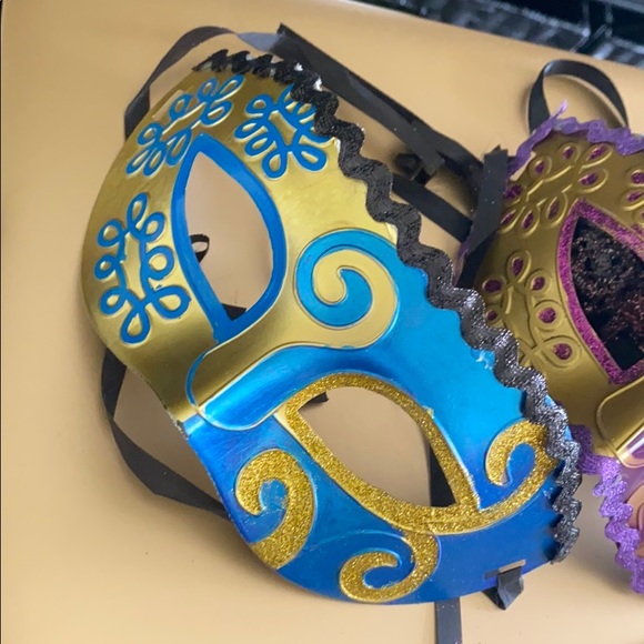 Masquerade | Costumes | Blue Gold Mystery Fancy Costume Masks Halloween ...